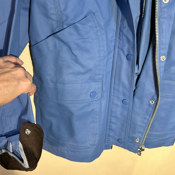 J. Crew | Jackets & Coats | Nwt J Crew Light Blue Coated Cotton W Brown ...